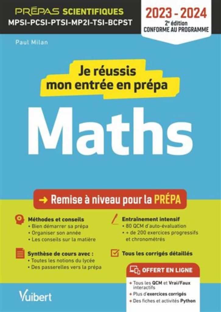 Livres maths en prépa maths sup MPSI, PCSI, PTSI, BCPST, MP2I